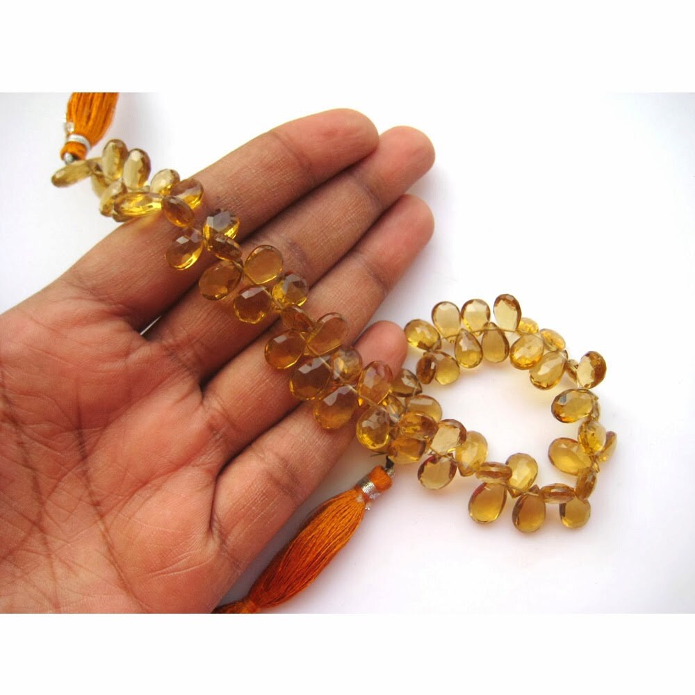 5x8mm to 7x11mm Beer Quartz Beads Beer Quartz Faceted Pear - Etsy
