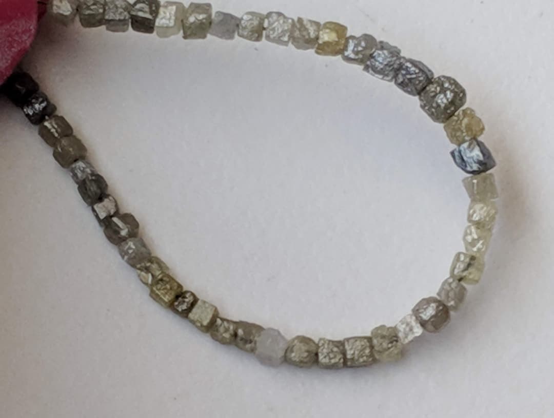1.5-2mm Grey Diamond Box Cubes, Natural Tiny Grey Drilled Rough Diamond ...