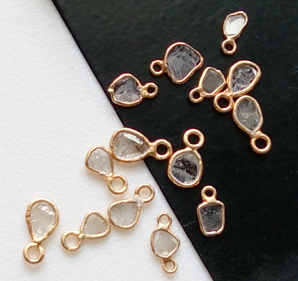 6-9mm White Slice Diamond Connector White Slice Raw Diamond | Etsy