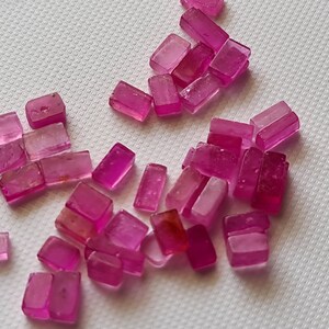 5-7mm Ruby Smooth Rectangle Cabochons, Natural Pink Pink Plain ...