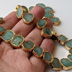 12-13mm Emerald Slice Beads, Electroplated Light Emerald Beads, Emerald ...