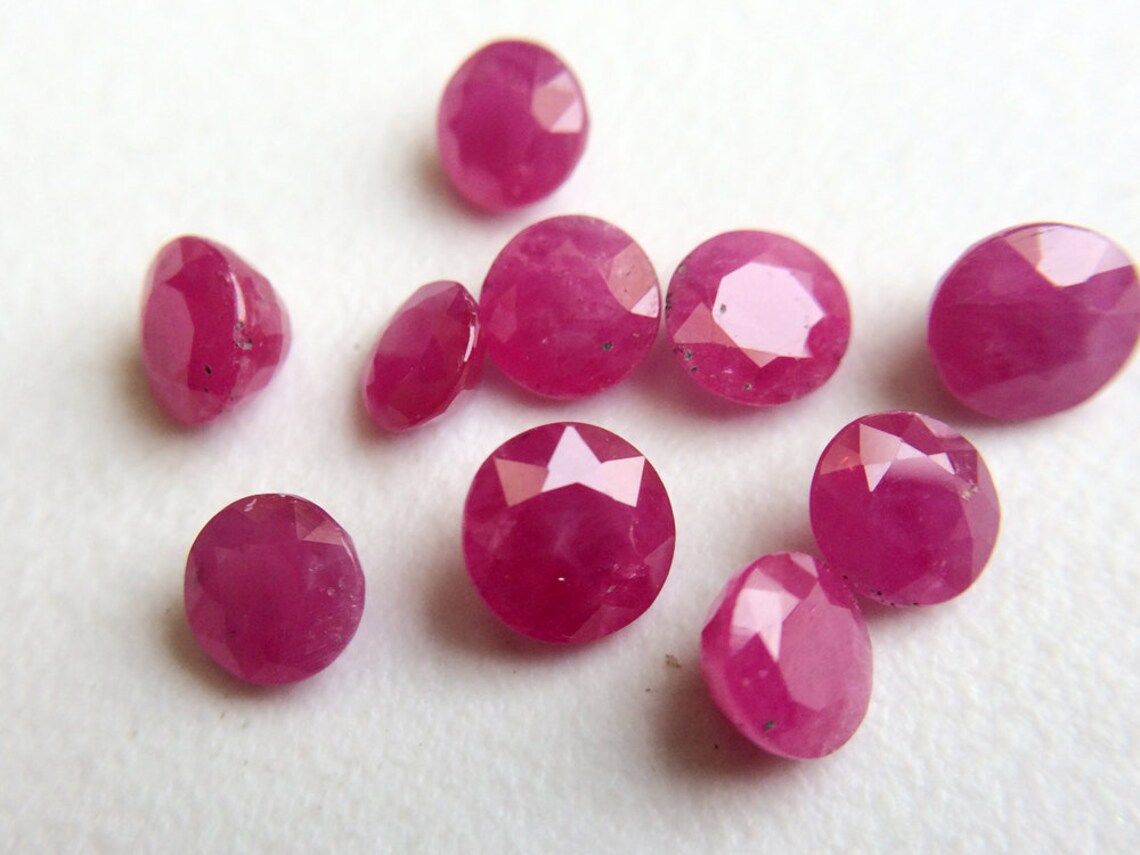 5.4-5.8mm Ruby Round Cut Stones 4 Pieces Natural Johnson - Etsy