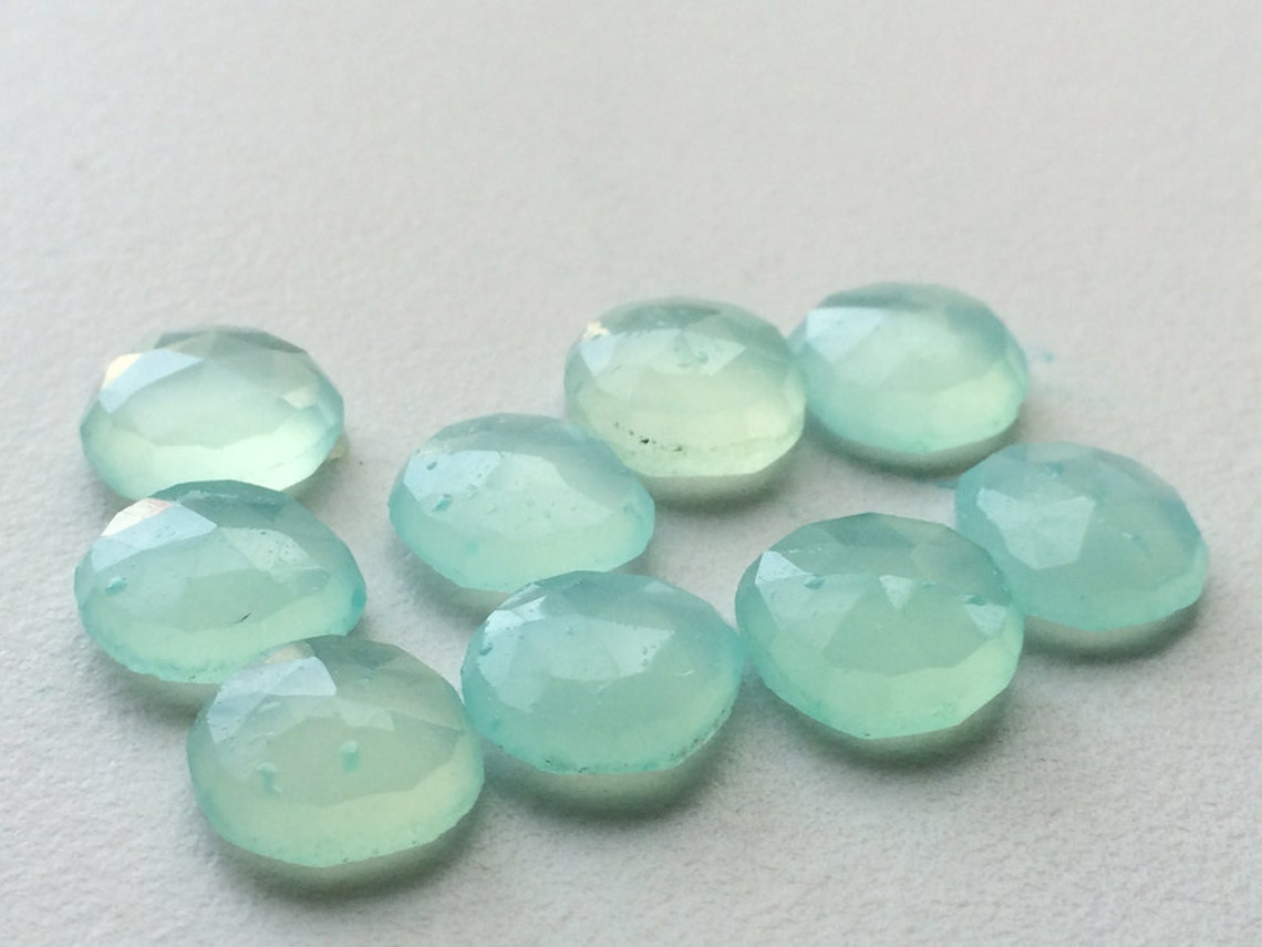 16mm Aqua Chalcedony Rose Cut Gemstones Blue Double Side Rose | Etsy