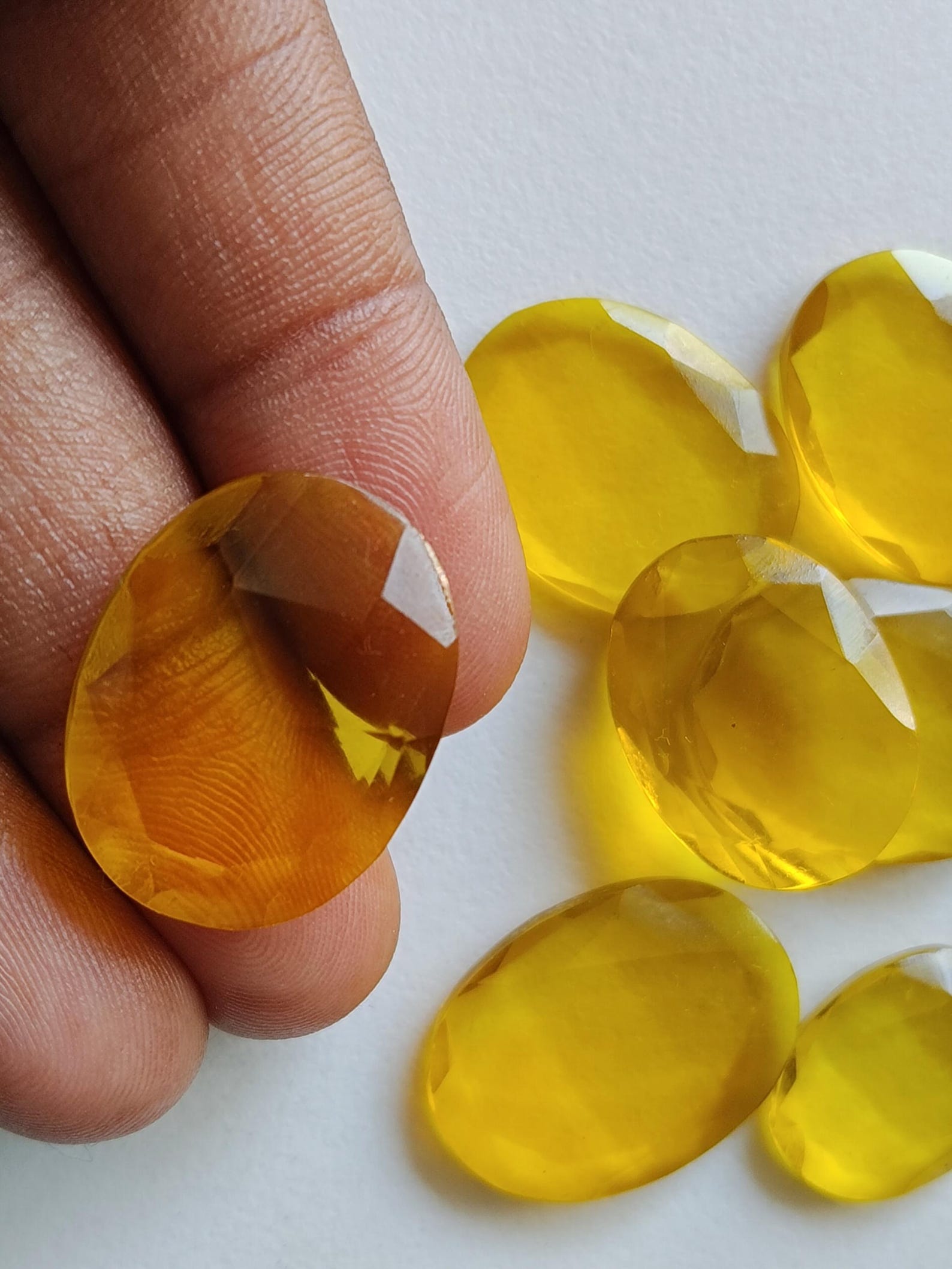 11-16mm Yellow Chalcedony Rose Cut Cabochons, Yellow Chalcedony Faceted ...