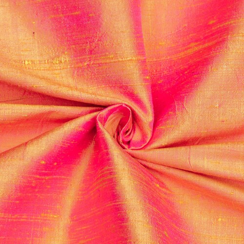Pink and Yellow Silk Fabric by the Yard Silk Fabric Silk | Etsy