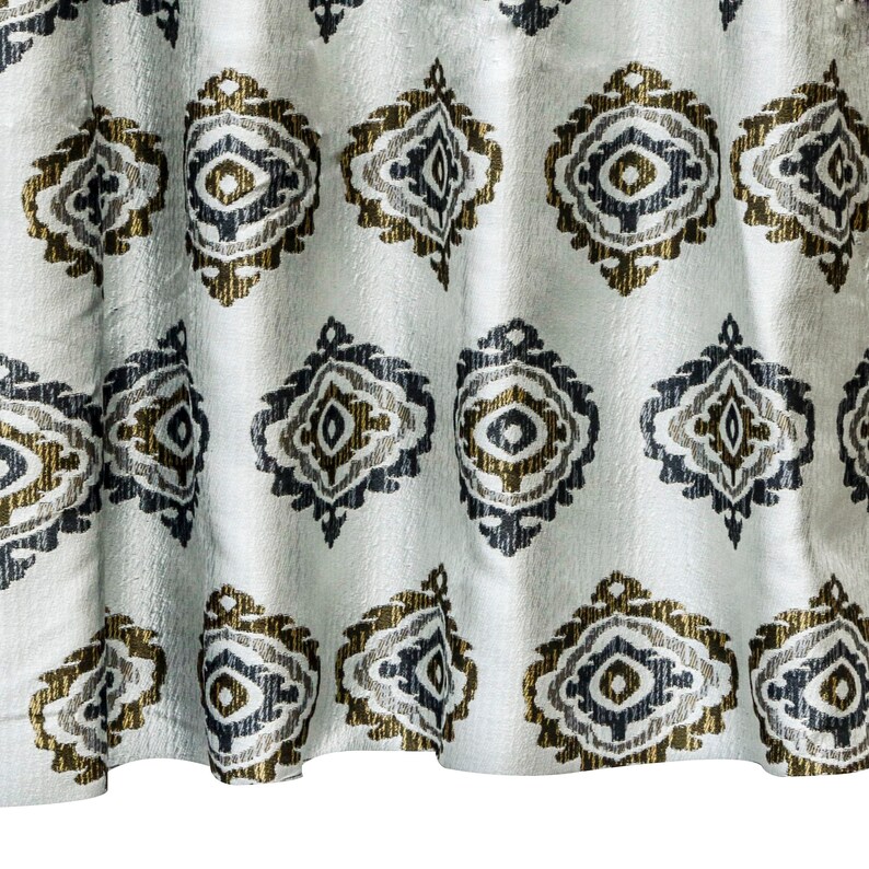 Gold & Grey Damask Jacquard Weave Fabric by the Yard / Metre, Textured ...