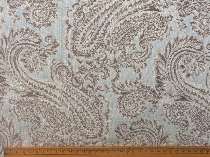 Beige Paisleys Curtain Fabric by the Yard / Metre, Upholstery Fabric ...