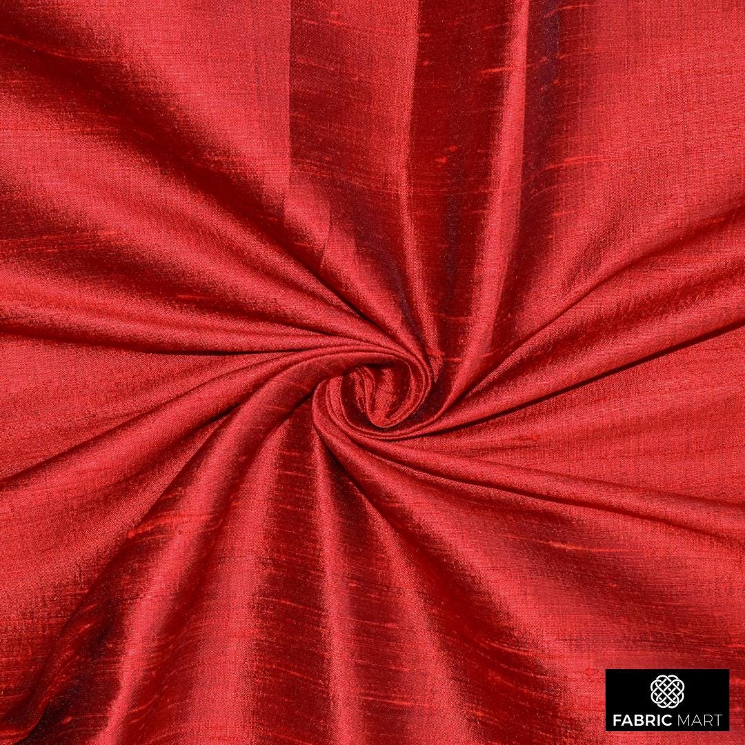 Deep Red 100% Pure Silk Fabric by the Yard / Metre, 41 Inch Pure ...