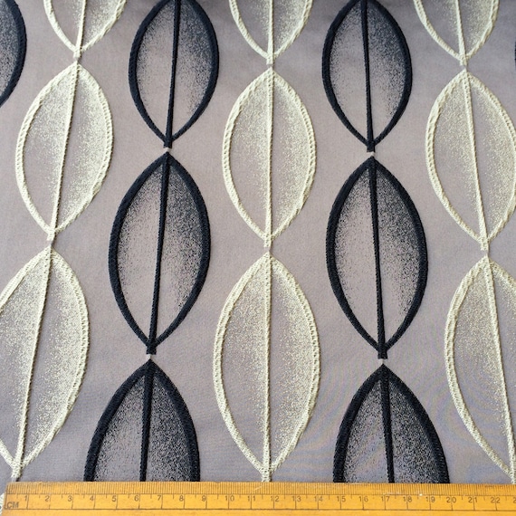 Grey Black Artistic Leaves Fabric by the Yard Metre Curtain Fabric Upholstery Curtain Panels Drapery Fabric Window Treatment Fabric Etsy Ireland