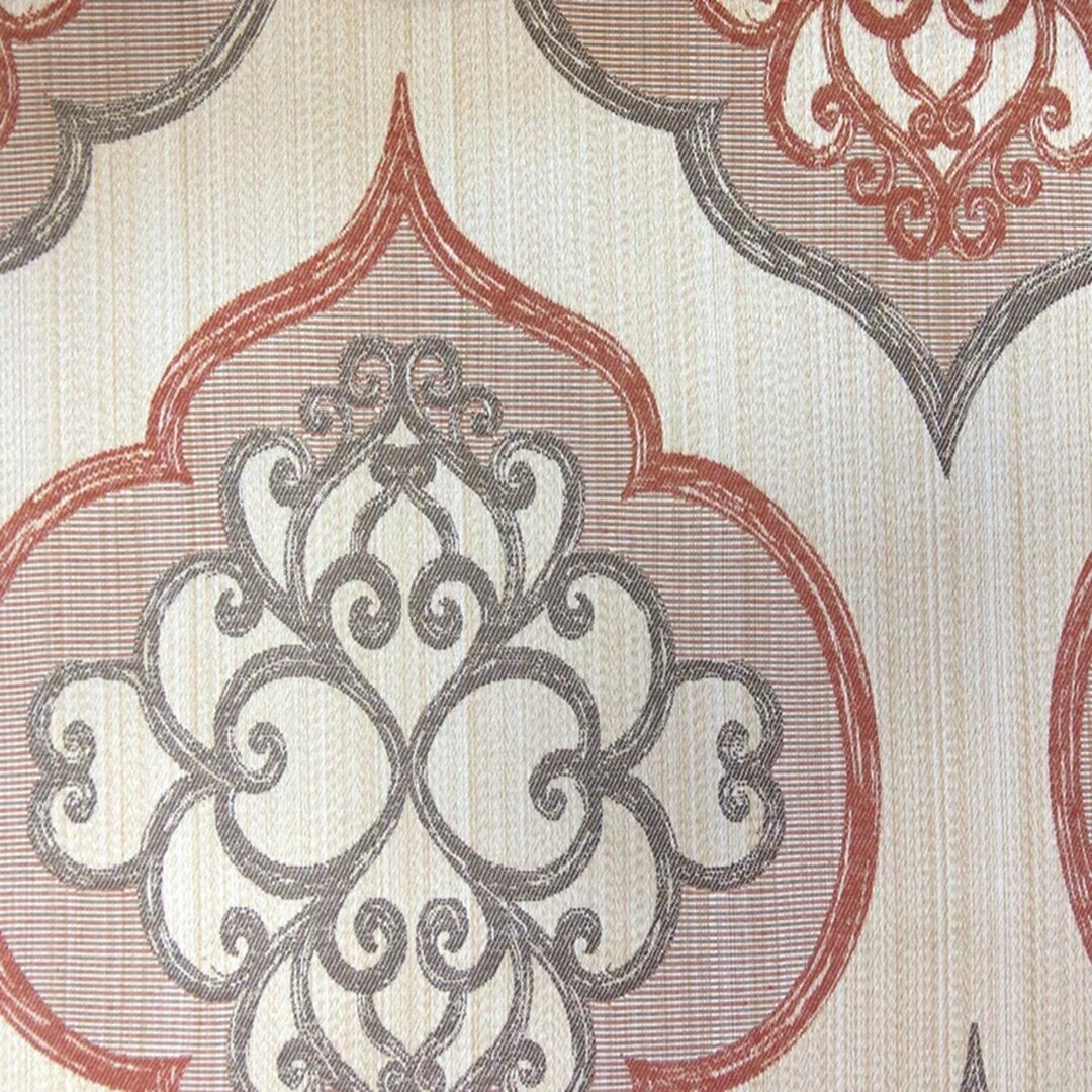 Geometric Rust Damask Fabric by Yard / Metre, Rust Curtain Fabric ...