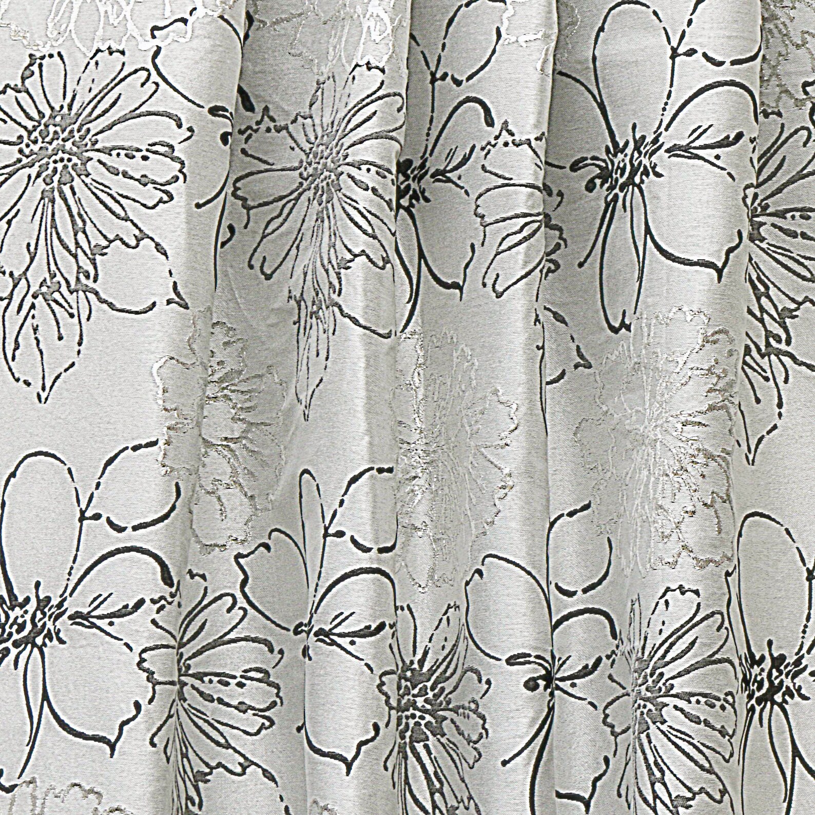 Black Grey Floral Fabric by the Yard Jacquard Fabric | Etsy