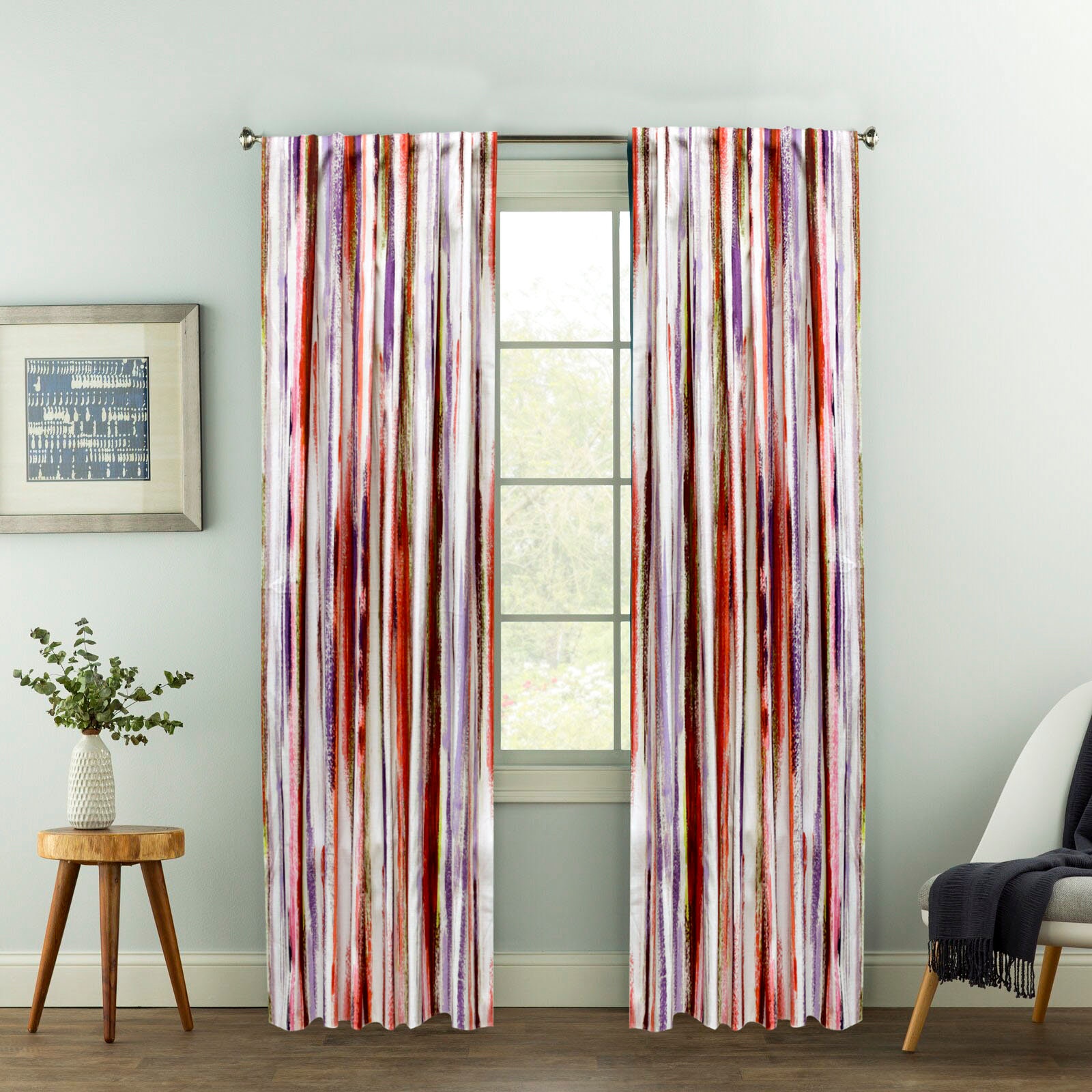 Colorful Stripes Printed Cotton Fabric by the Yard / Metre, Curtain ...