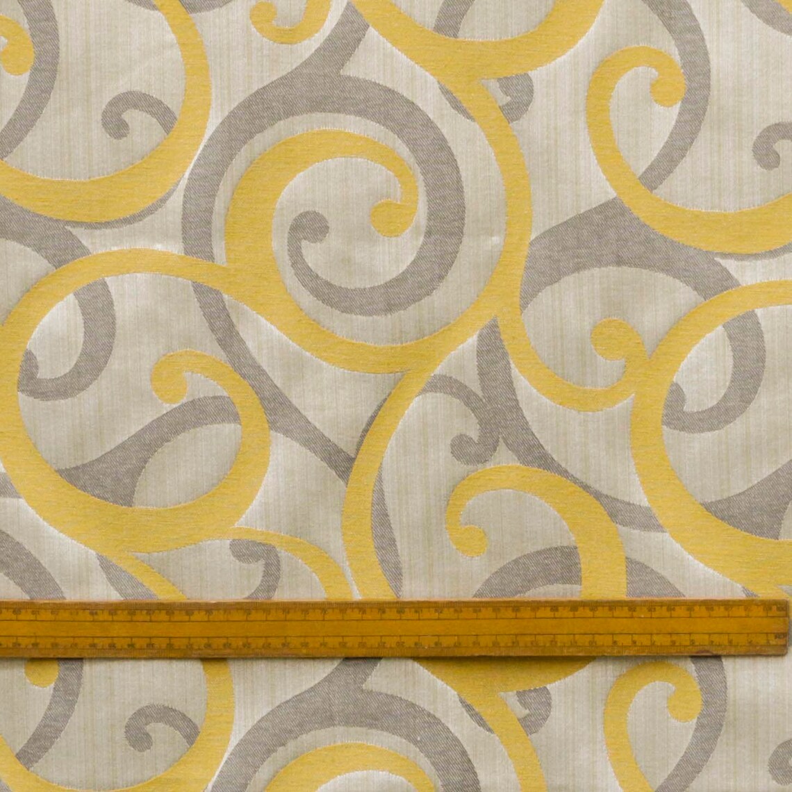 Yellow Scrolls Jacquard Weave Fabric by the Yard Jacquard | Etsy