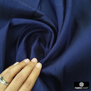 Navy Blue 100% Pure Silk Fabric by the Yard / Metre, 41 Inch Pure Silk ...