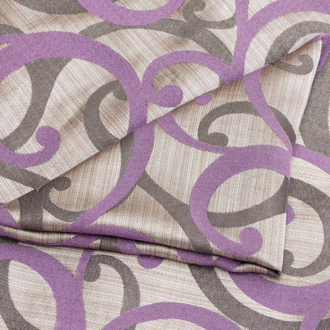 Purple Scrolls Fabric by the Yard / Metre, Jacquard Fabric, Upholstery ...
