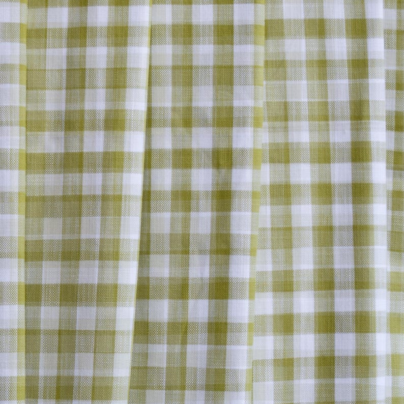 Chartreuse Gingham Checks Cotton Fabric by the Yard / Metre, Woven ...