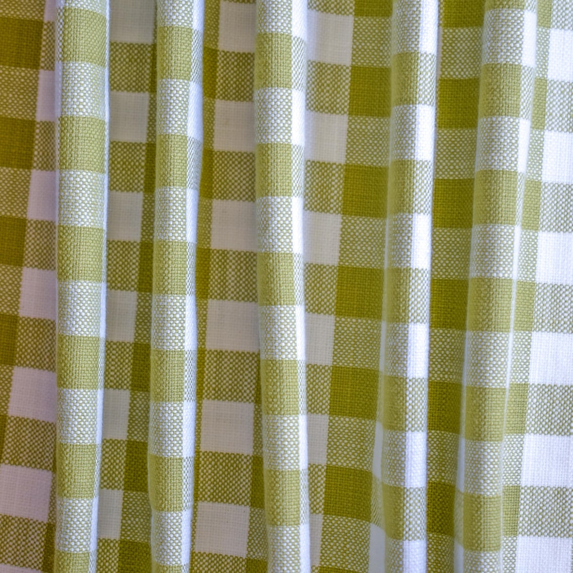 Chartreuse Gingham Checks Cotton Fabric by the Yard / Metre, Woven ...