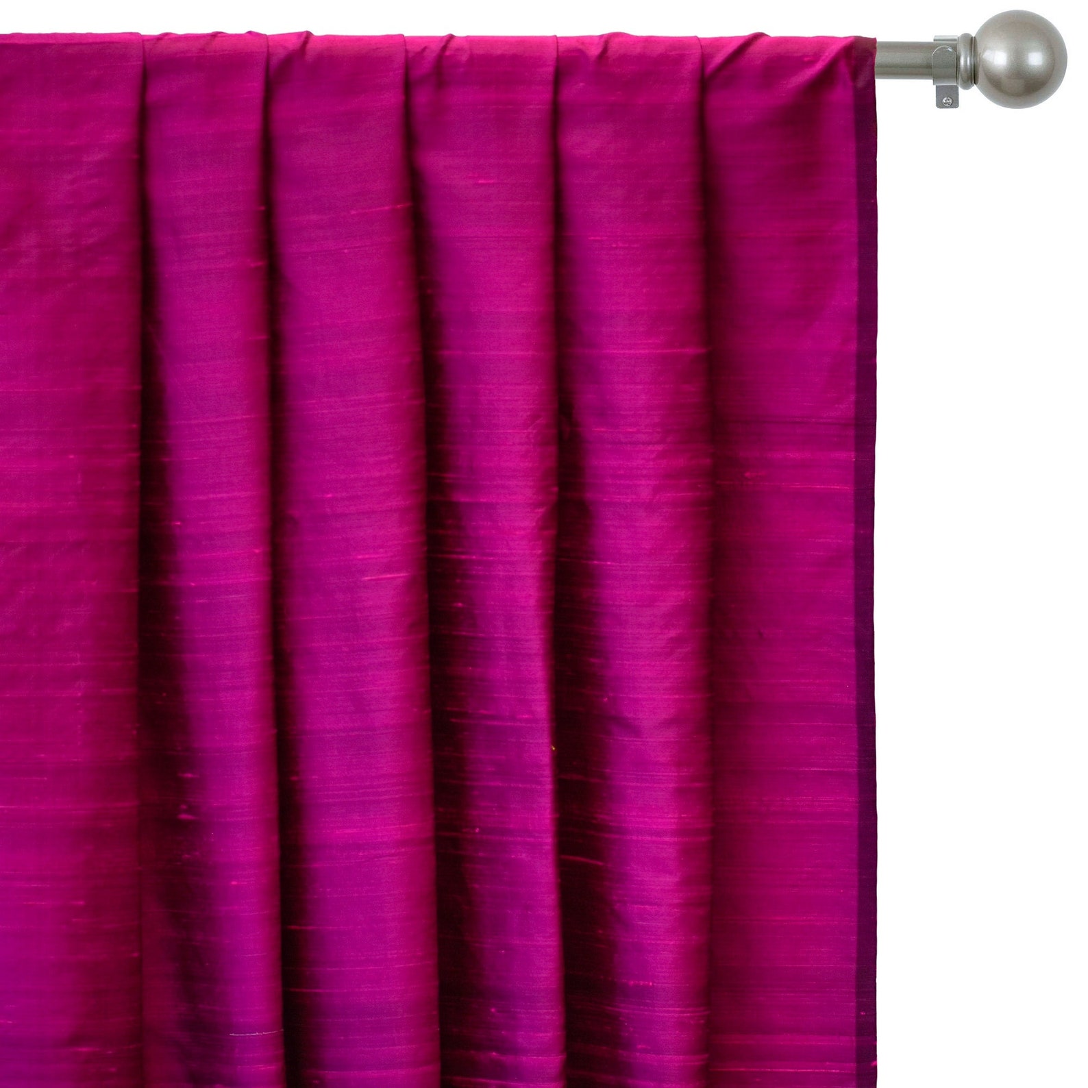 Dark Fuchsia Pink Silk Dupioni Curtain Panels rod Pocket - Etsy