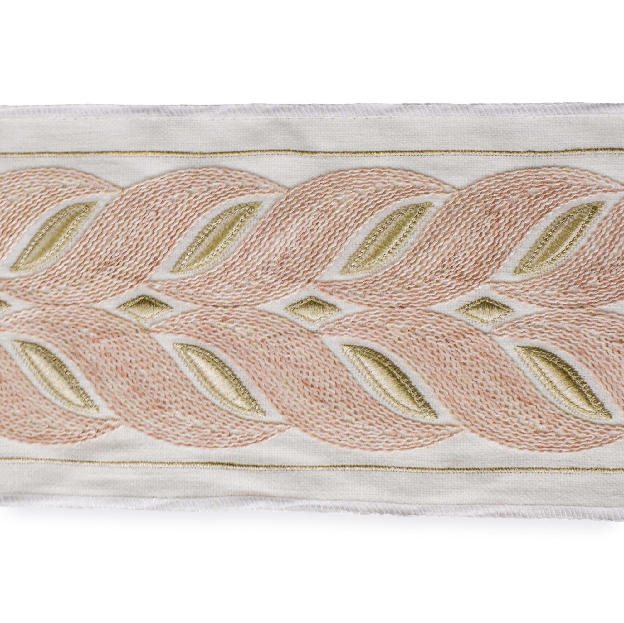 Peach Rosette Waves Embroidered Border, Chevron Embroidery Trim, Lace ...