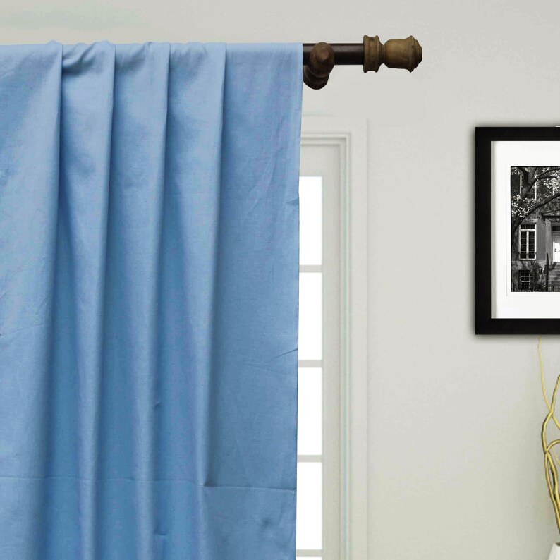 Light Blue Cotton Linen Fabric by the Yard Decorative Linen - Etsy