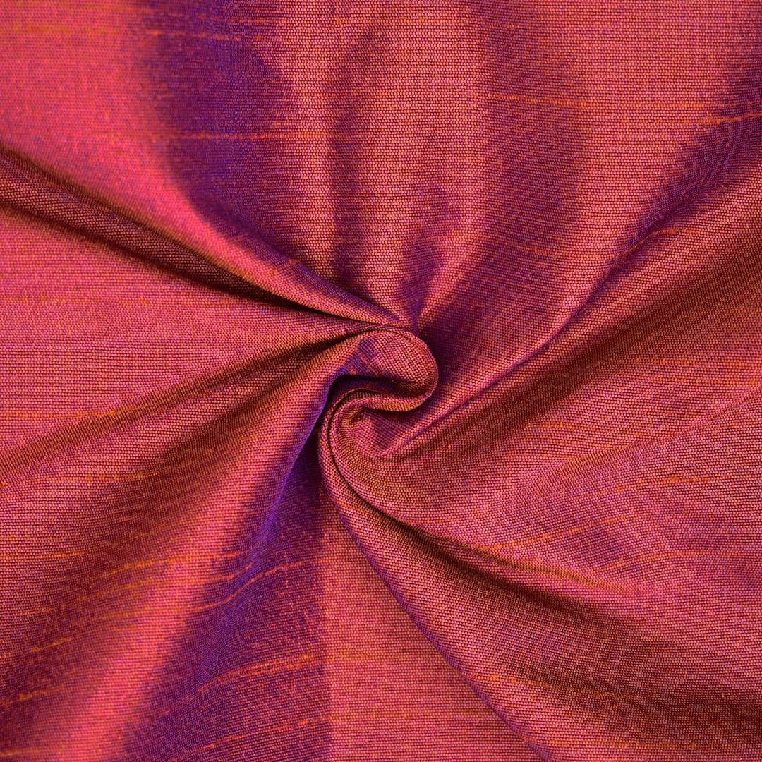 Rust and Purple Art Silk Fabric by the Yard / Metre, Iridescent Faux ...