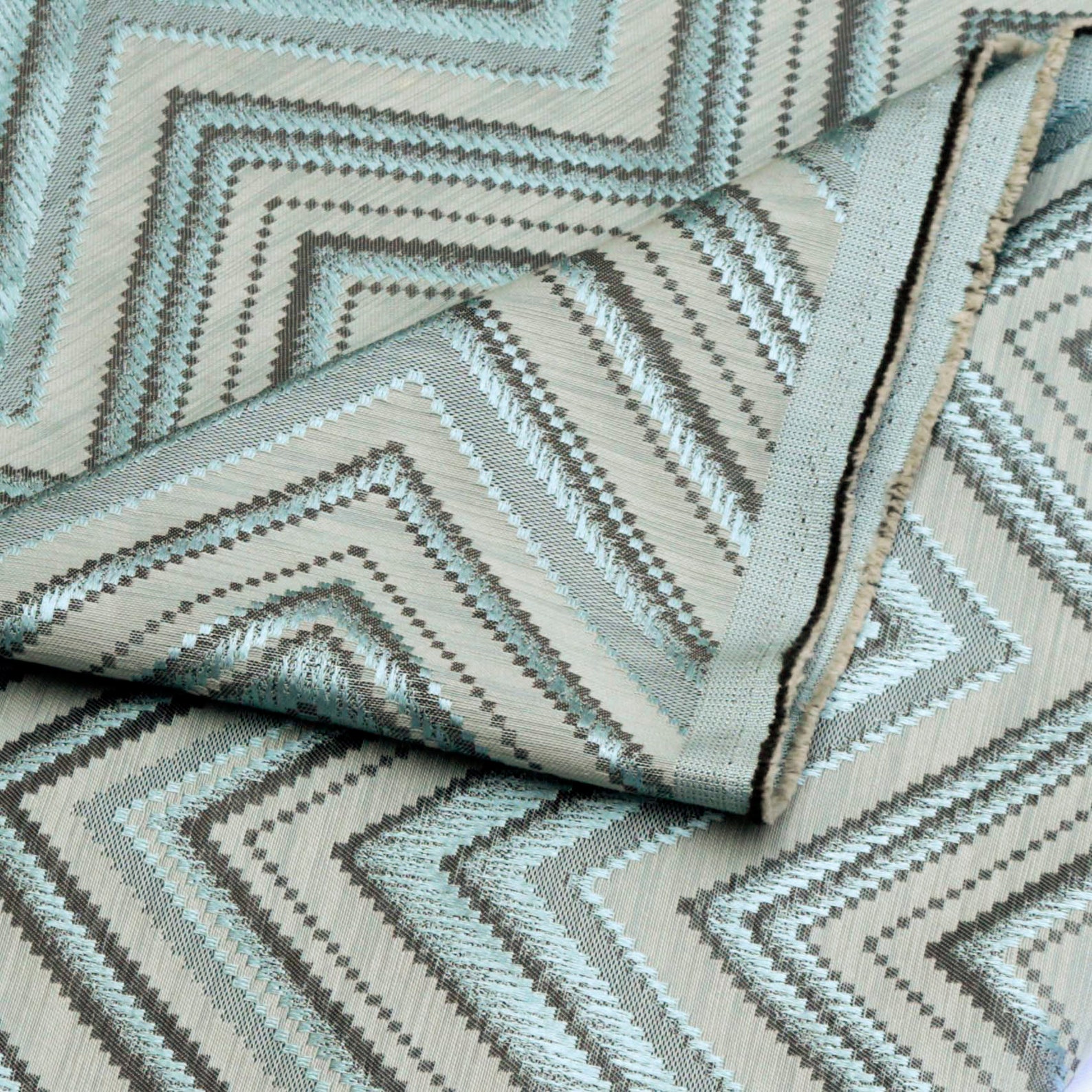 Teal Geometric Waves Fabric by the Yard Jacquard Fabric - Etsy