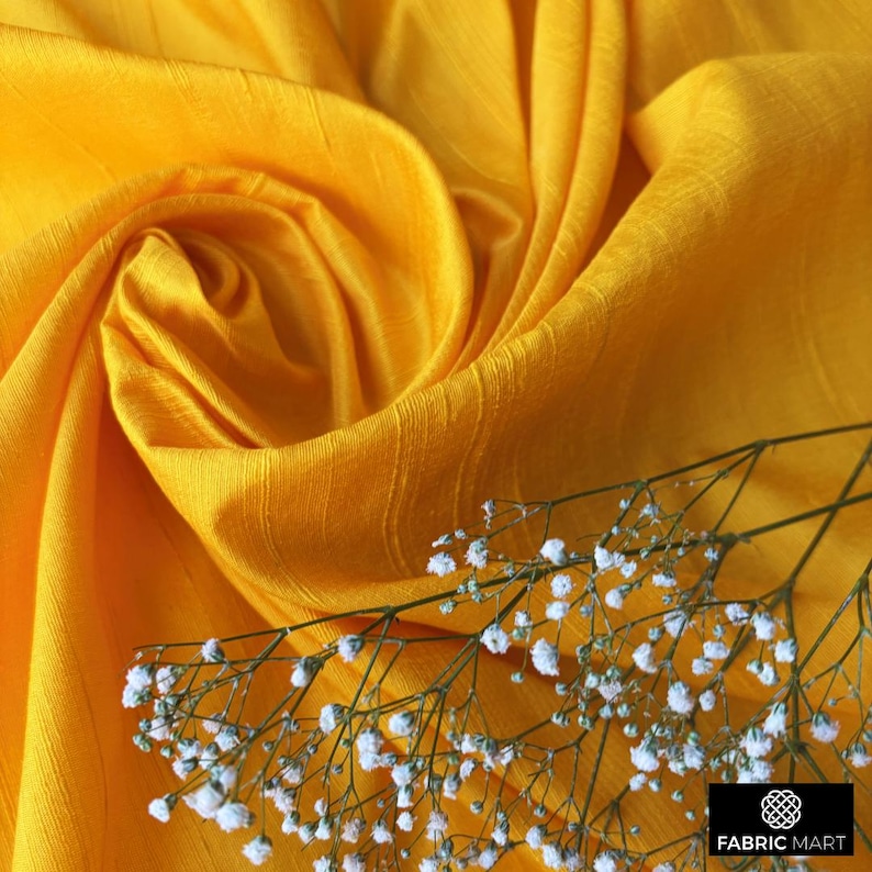 Bright Saffron Yellow Silk Fabric by the Yard / Metre, 41 Inch Saffron ...