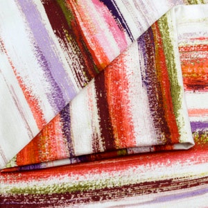 Colorful Stripes Printed Cotton Fabric by the Yard / Metre, Curtain ...