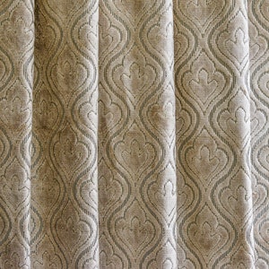 Pearl Beige Damask Velvet Fabric by the Yard / Metre, Jacquard Velvet ...