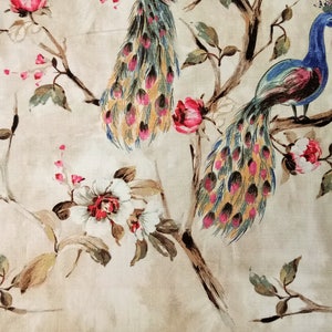 I Love Peacocks 100% Cotton Spun Fabric by the Yard / Metre, Curtain ...