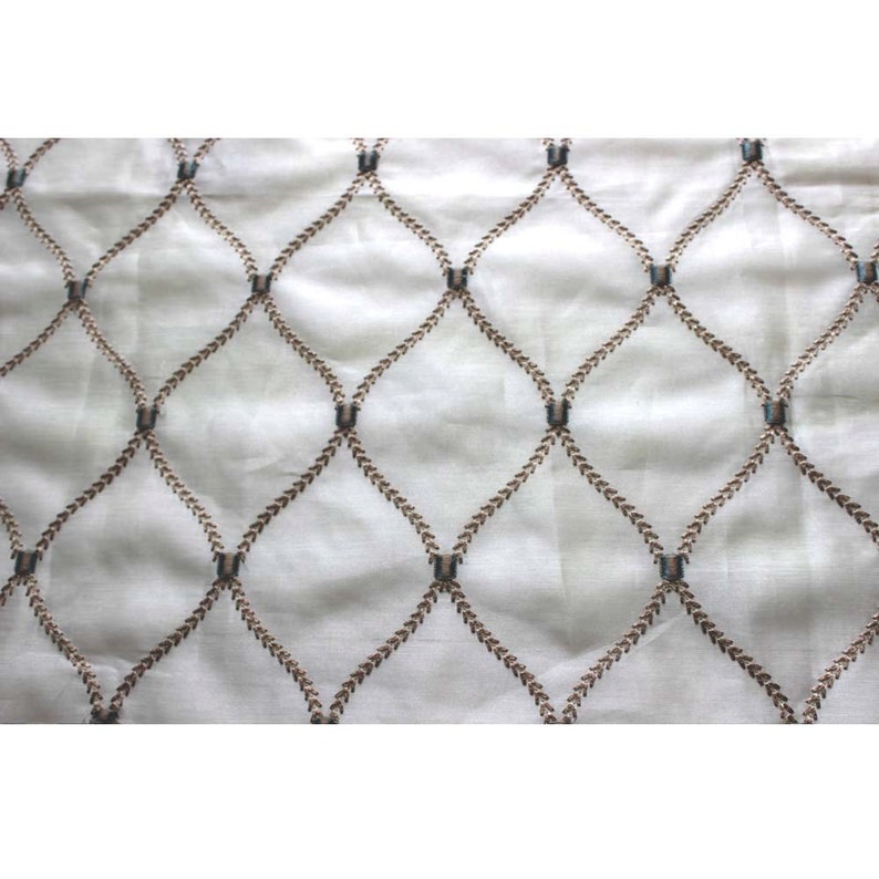 Geometric Diamonds Stitch Embroidery Sheer Curtain Panels - Etsy