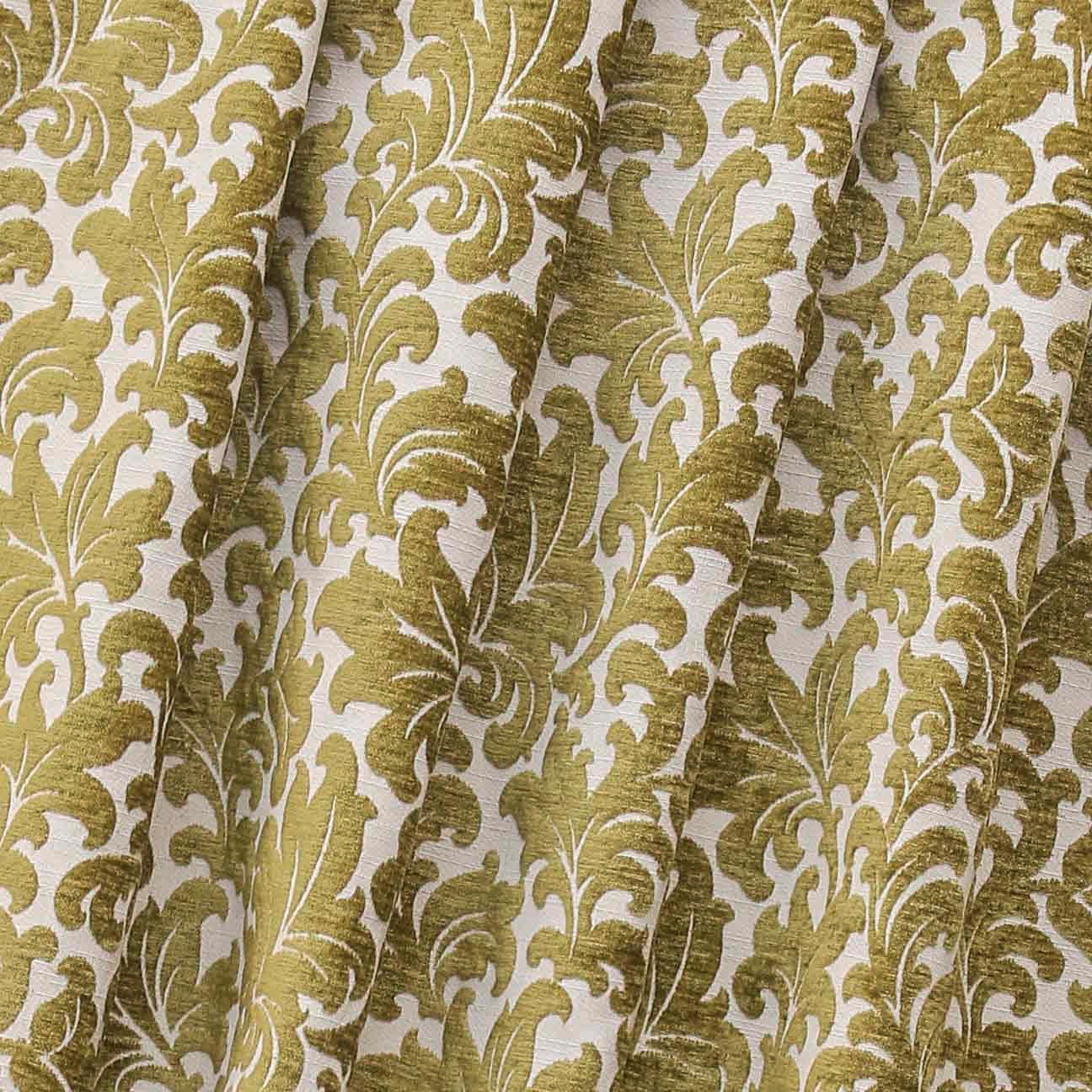 Chartreuse Flowers Fabric By The Yard Jacquard Velvet Fabric | Etsy