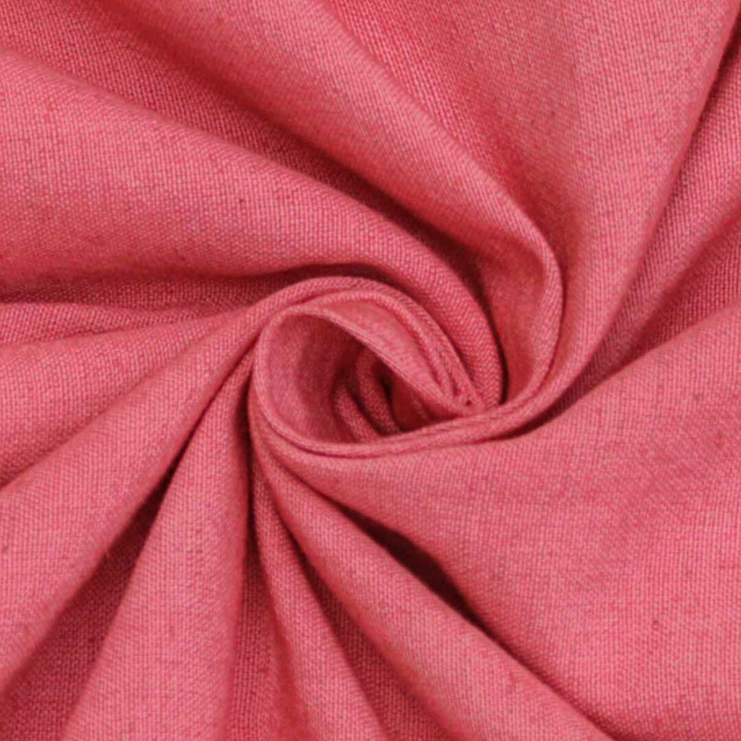 Coral Pink Cotton Linen Fabric by the Yard / Metre, Decorative Linen ...