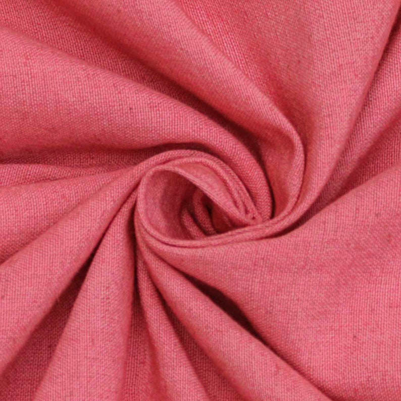 Coral Pink Cotton Linen Fabric by the Yard Decorative Linen - Etsy