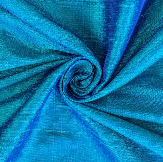 Blue and Turquoise Silk Fabric by the Yard Silk Fabric Silk - Etsy