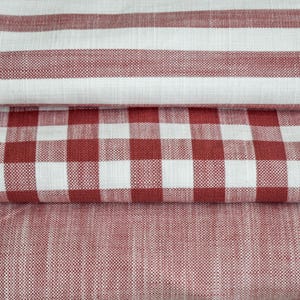 Red Gingham Checks Cotton Fabric by the Yard / Metre, Woven Upholstery ...