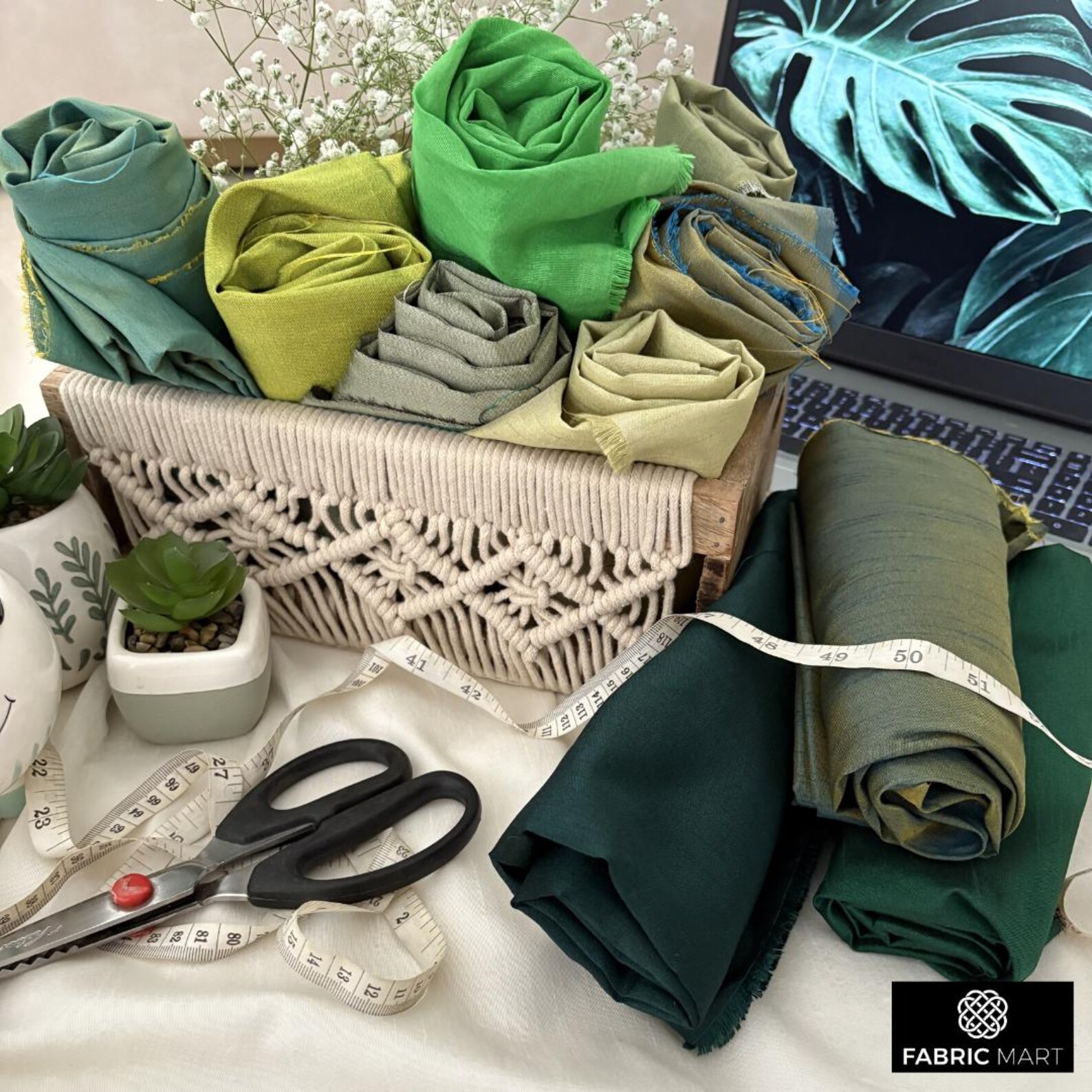 Apple Green Art Silk Fabric by the Yard / Metre, Faux Silk Curtain ...