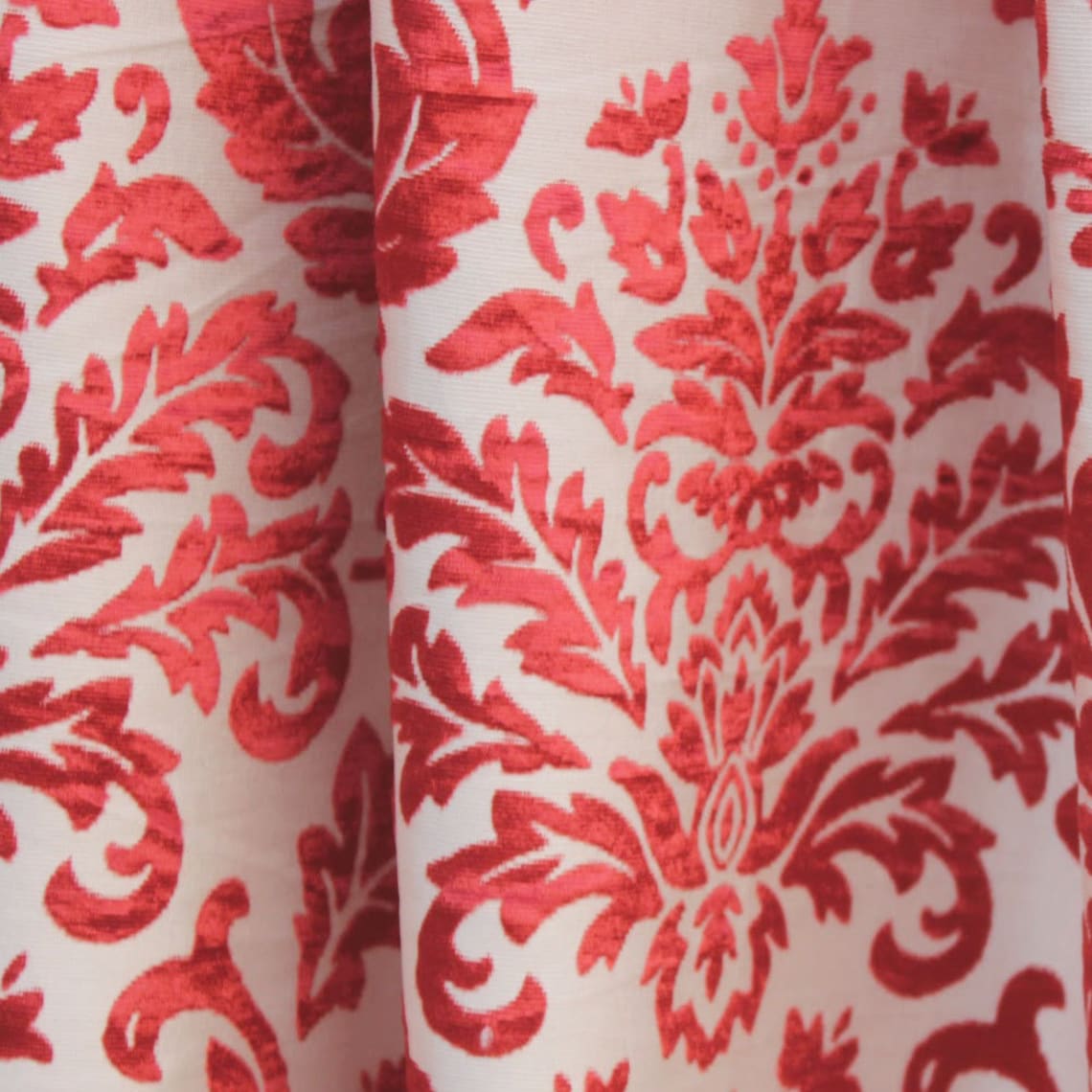 Cayenne Red Damask Fabric by the Yard Upholstery Curtain - Etsy