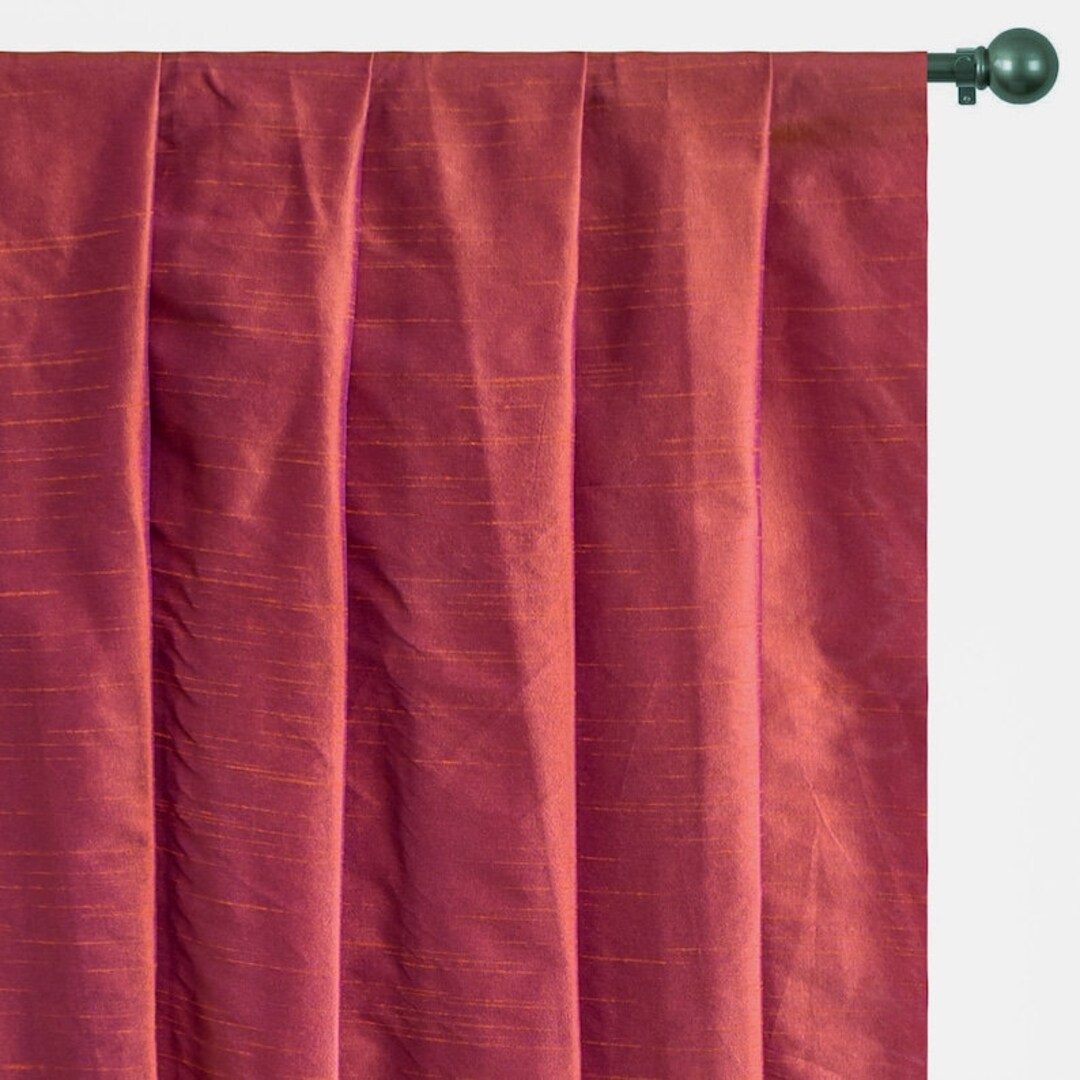Rust and Purple Art Silk Curtain Panels Faux Silk Curtains - Etsy