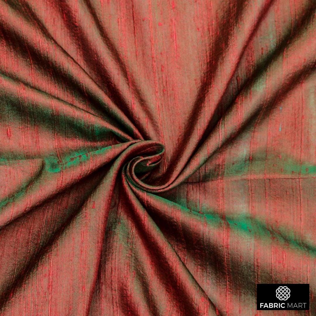 Red and Green Silk Fabric by the Yard / Metre, 41 Inch Red Green ...
