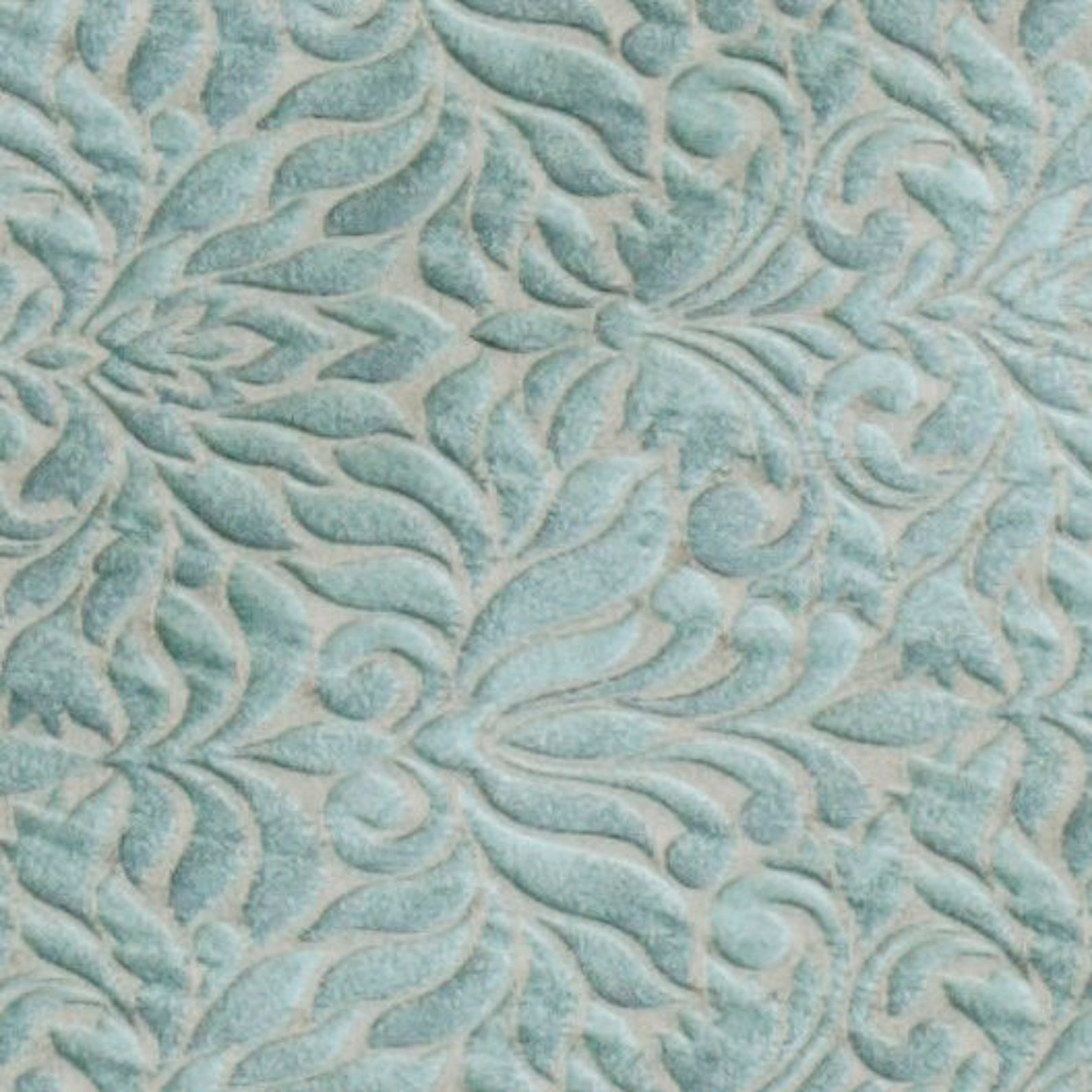 Teal Floral Damask Fabric by the Yard / Metre, Jacquard Weave Fabric ...