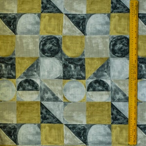 Chartreuse Shapes Fabric by the Yard / Metre, Grey Printed Cotton ...