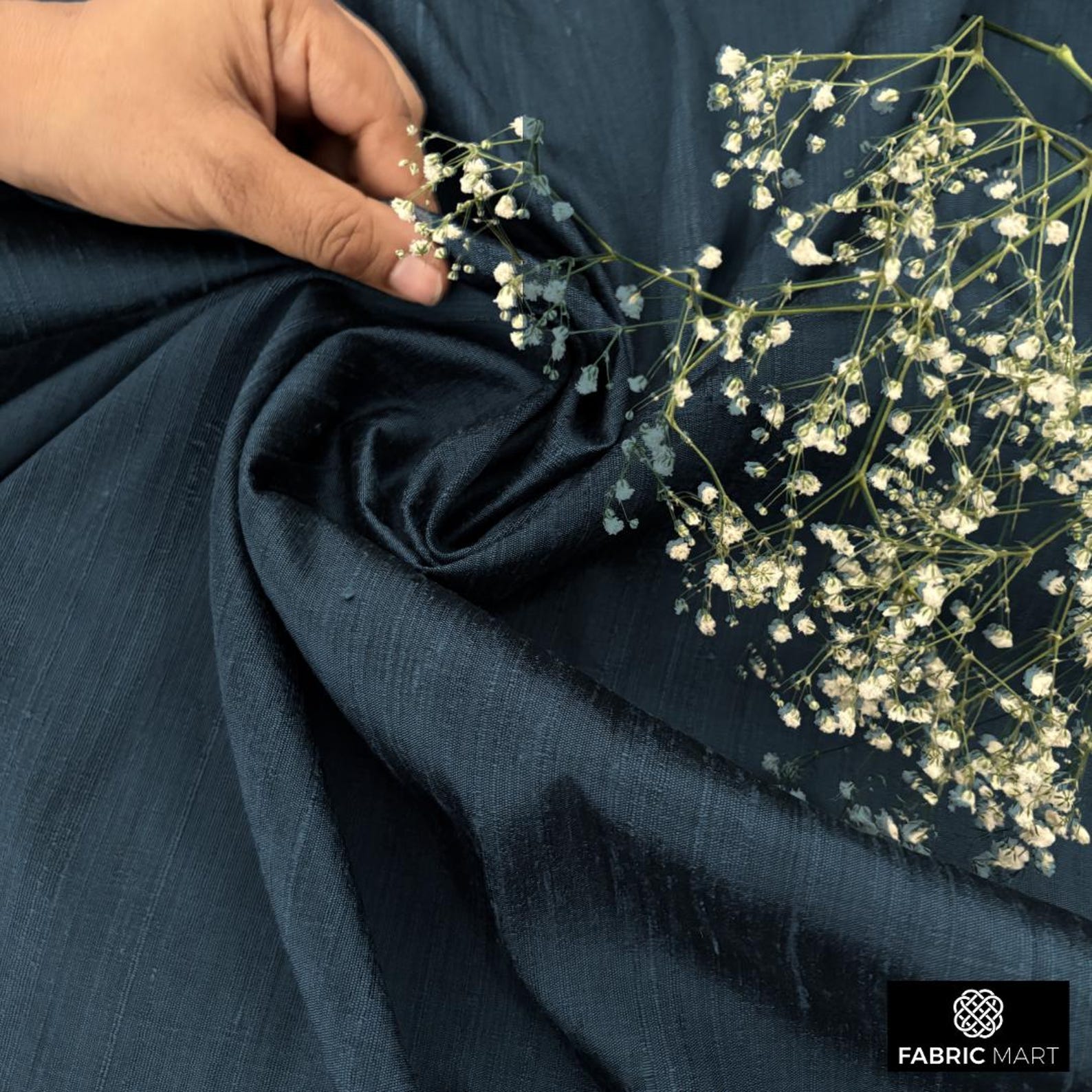 Midnight Blue Silk Fabric by the Yard / Metre, 41 Inch Midnight Blue ...