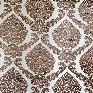 Brown N Ivory Damask Fabric Upholstery Fabric Curtain Fabric | Etsy