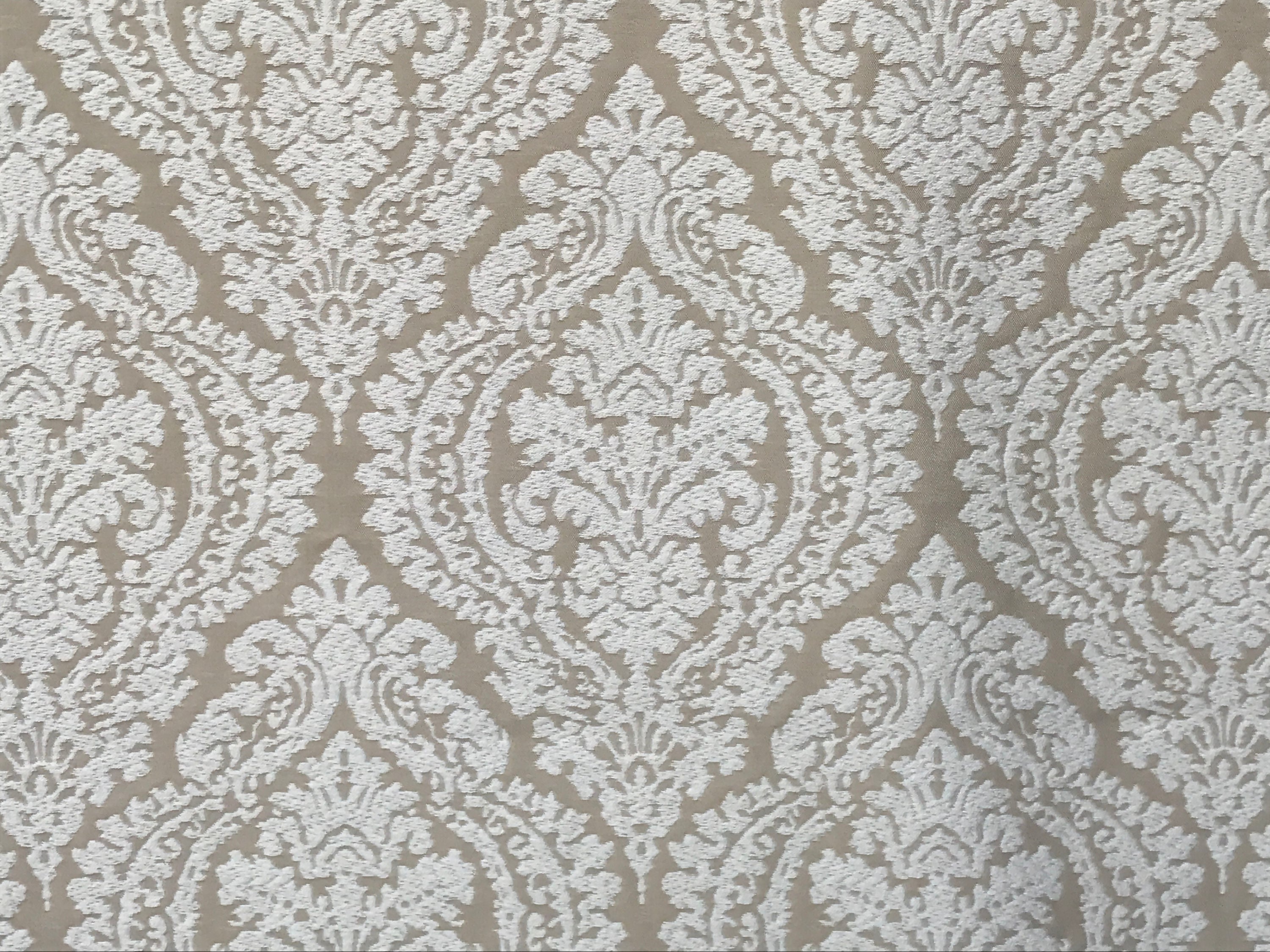 Champagne And Ivory Damask Curtain Fabric By The Yard | Etsy