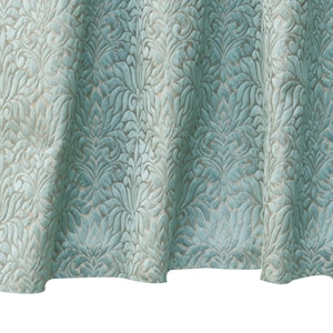 Teal Floral Damask Fabric by the Yard / Metre, Jacquard Weave Fabric ...