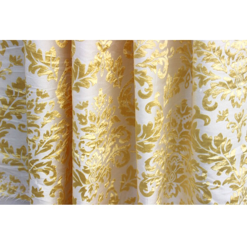 Mimosa Yellow Damask Fabric by the Yard Upholstery Curtain | Etsy