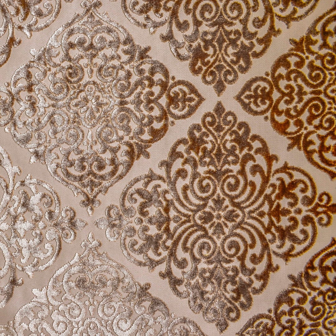 Light Brown Damask Velvet Fabric by the Yard / Metre, Jacquard Velvet ...