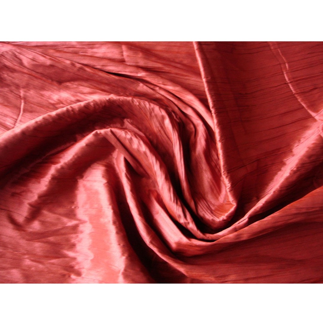 Rust Crushed Faux Silk Fabric by the Yard / Metre, 35 Inch Wide Faux ...