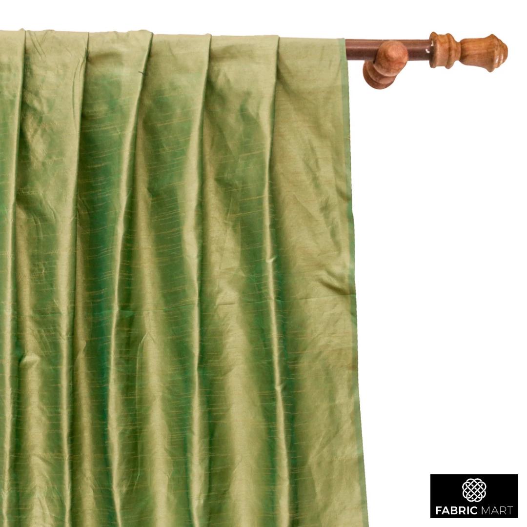 Apple Green Art Silk Fabric by the Yard / Metre, Faux Silk Curtain ...